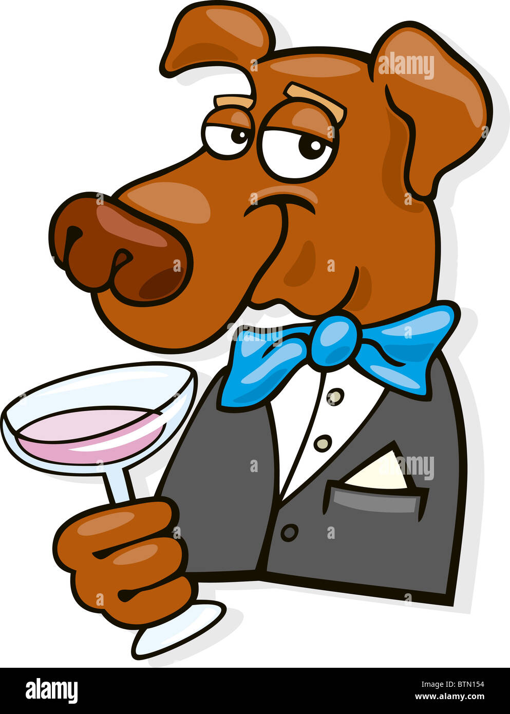 Illustration of elegant dog with glass Stock Photo - Alamy