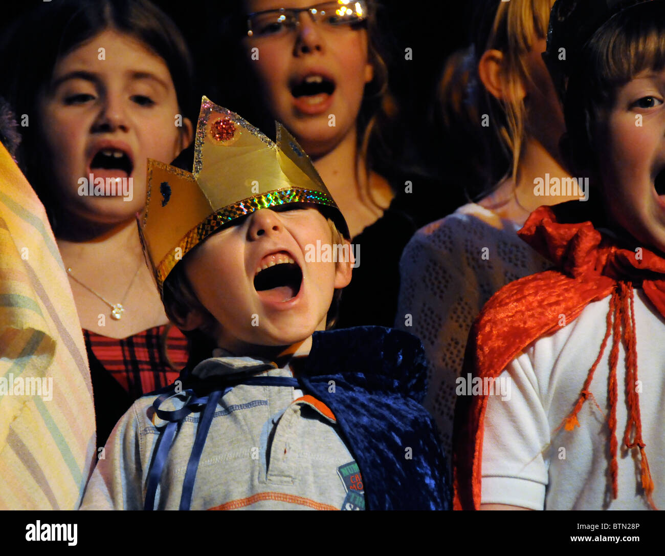 Nativity Play with over enthusiastic participant Stock Photo - Alamy