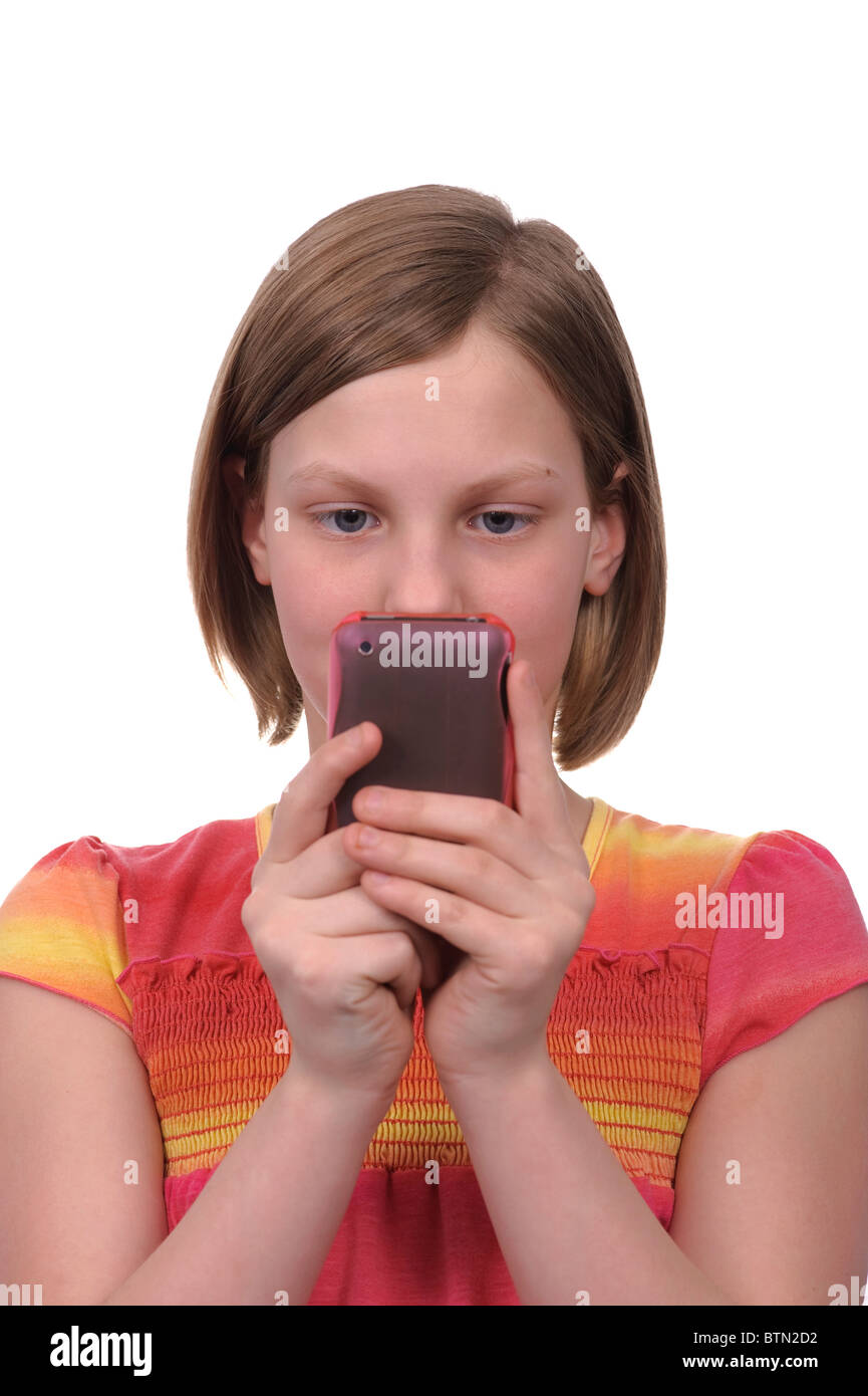 A young girl texting messages on a smart phone Stock Photo - Alamy