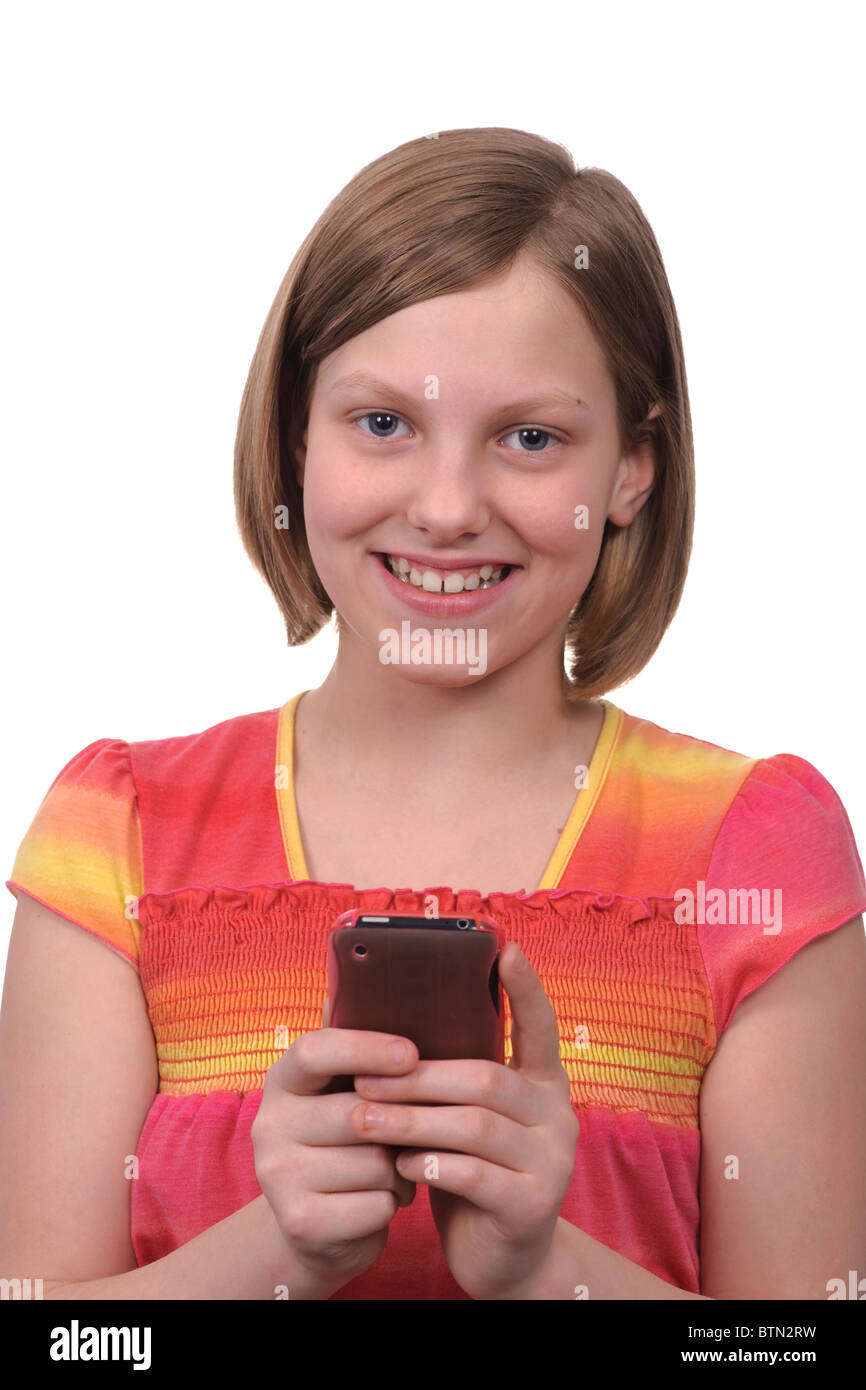 A young girl texting messages on a smart phone Stock Photo - Alamy