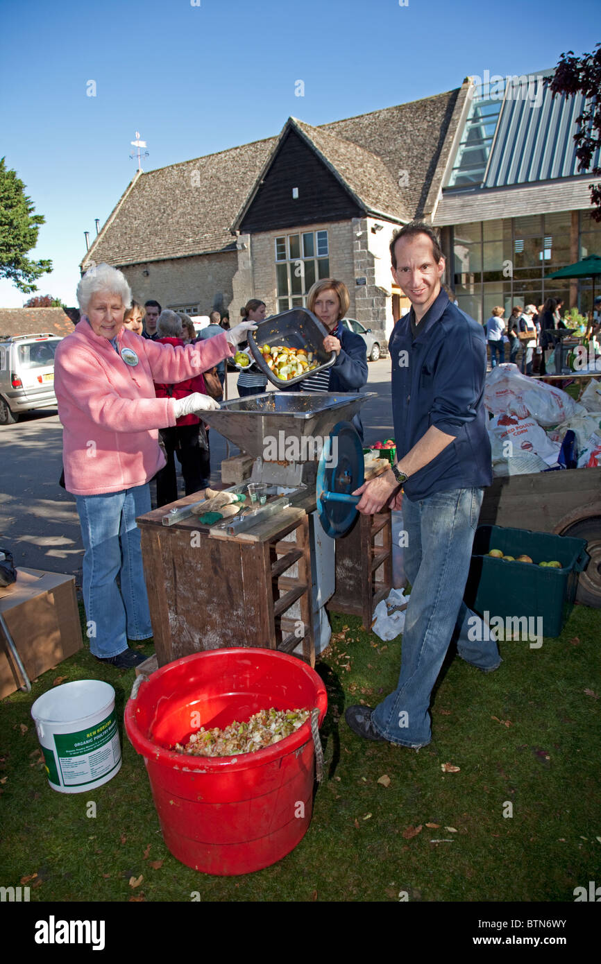 Two Transition Cleeve members making apple juice Tithe Barn Bishops ...