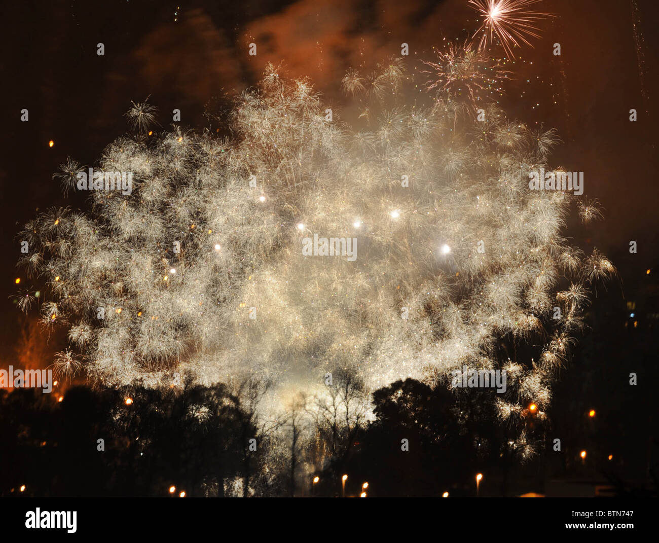 Bonfire night firework display over Perth in Scotland Stock Photo - Alamy