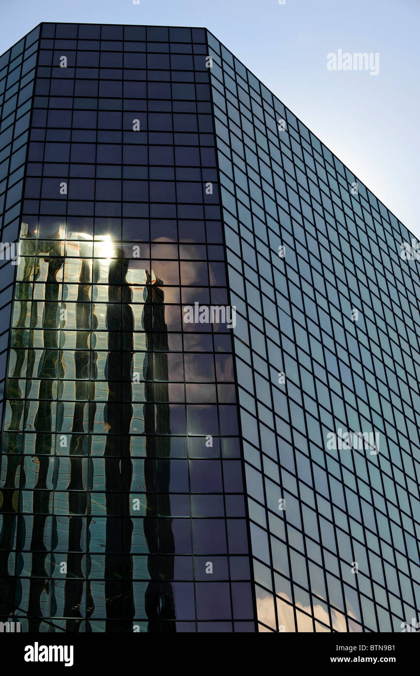 Downtown buildings shot from low angle looking up Stock Photo - Alamy