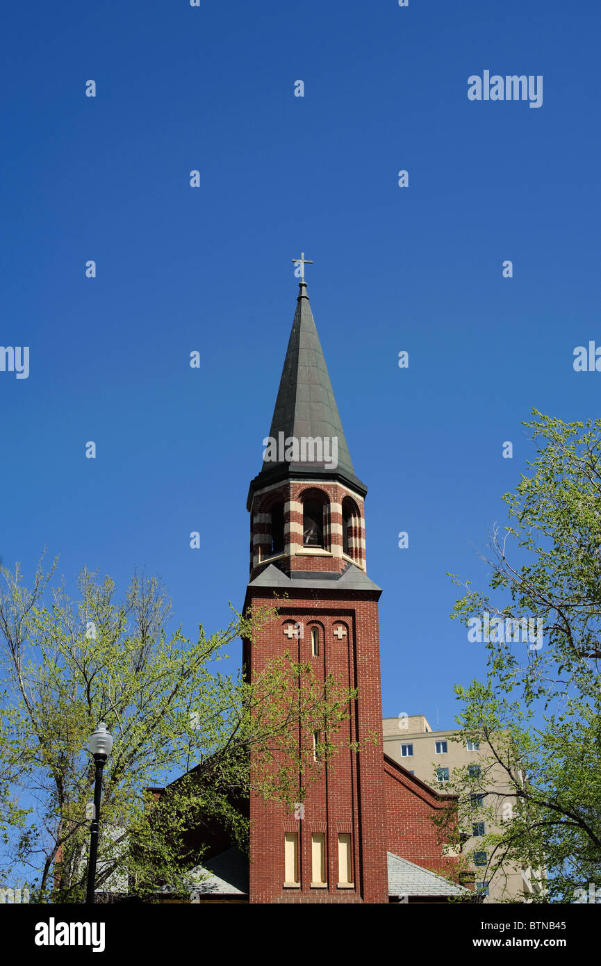 The top of a church with a small cross on it Stock Photo - Alamy