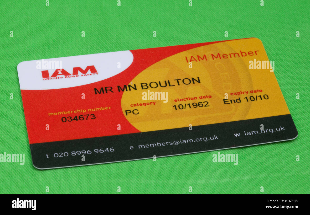 IAM Institute of Advanced Motorists membership card Stock Photo - Alamy