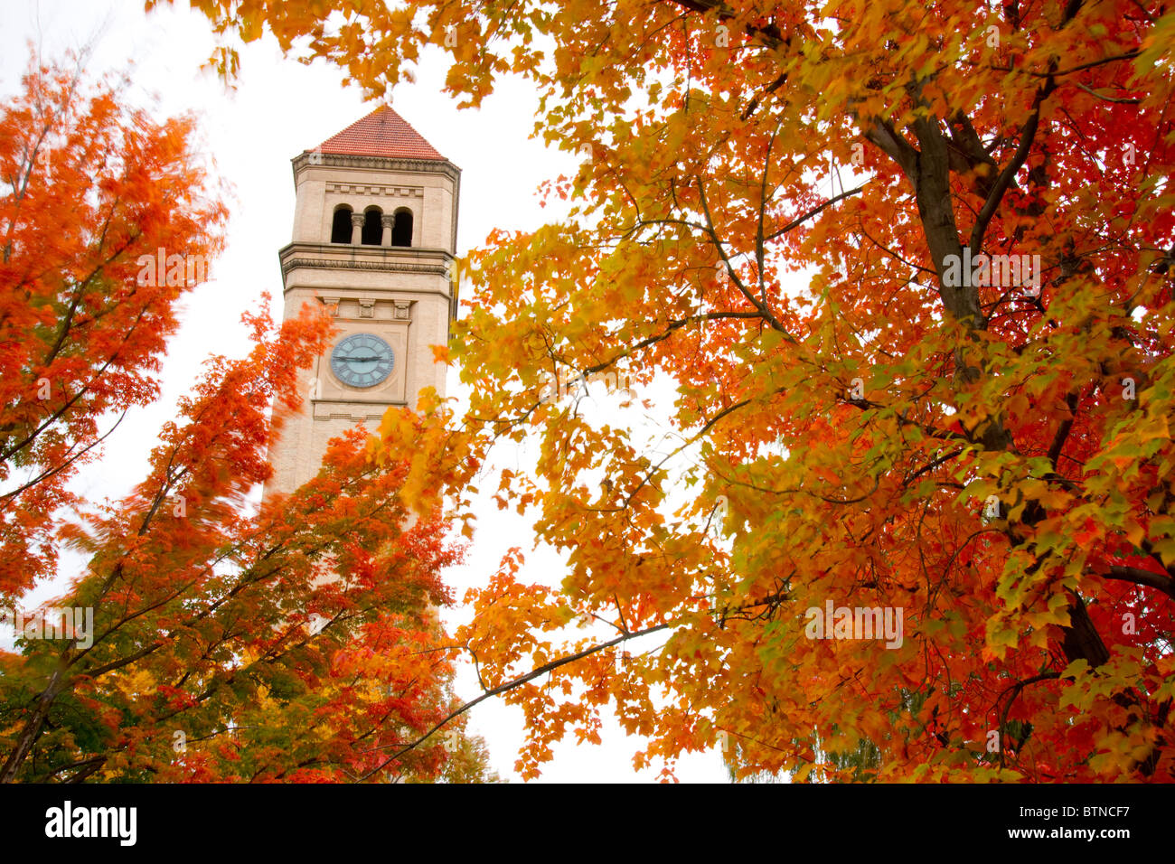 Spokane Washington and the downtown river walk park in the Fall Stock ...