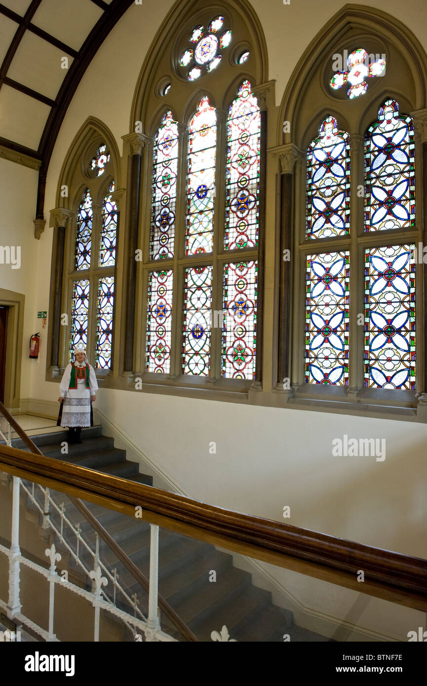 Apolonia Nowak folk artist from Poland in Kurpie Region costume walking ...