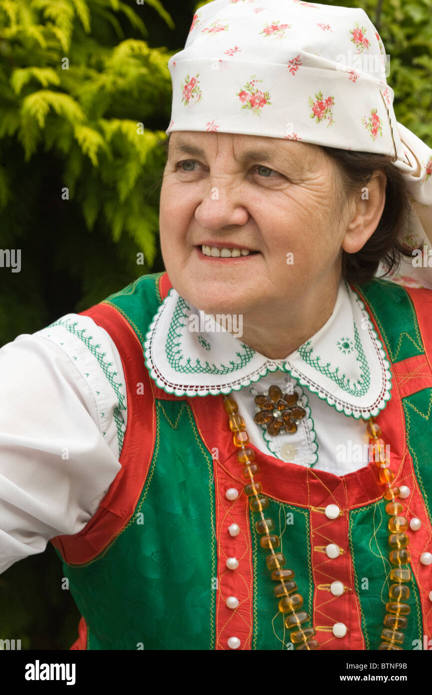 Apolonia Nowak folk artist in the costume from Kurpie Region of Poland ...