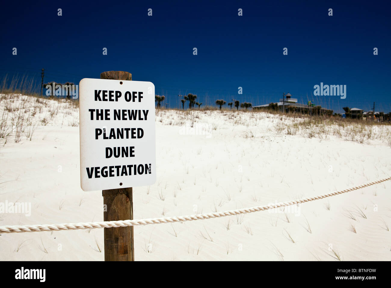 Keep off dune vegetation sign, for beach preservation and restoration ...