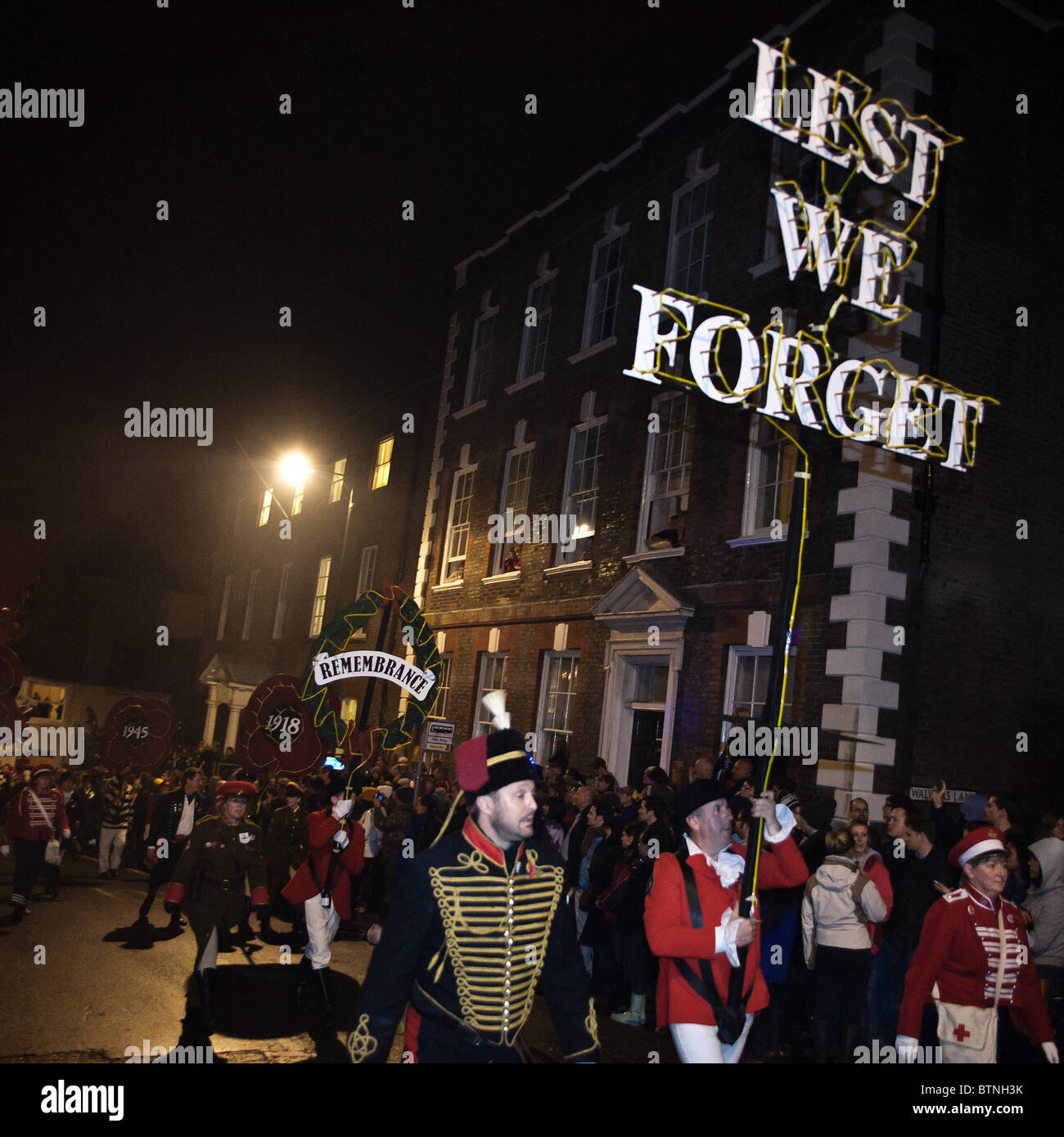 Torchlit processions through Lewes, 5th November 2010. Bonfire night ...