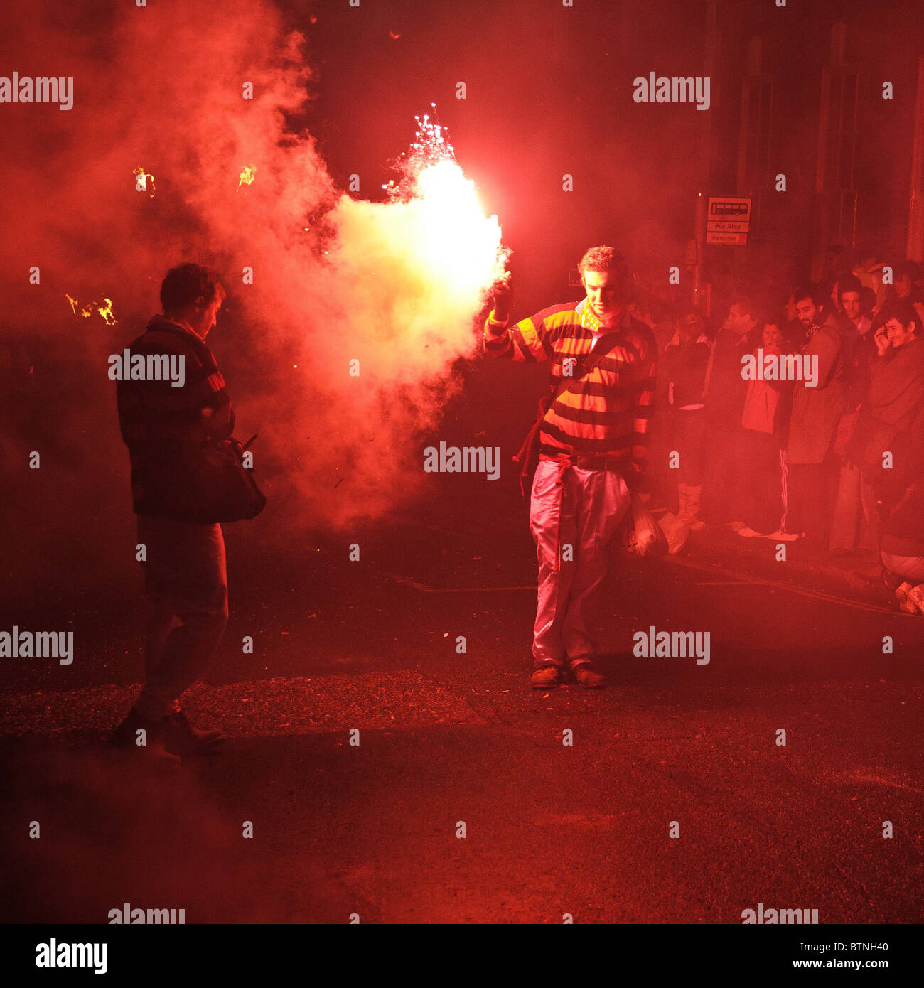 Torchlit processions through Lewes, 5th November 2010. Bonfire night ...