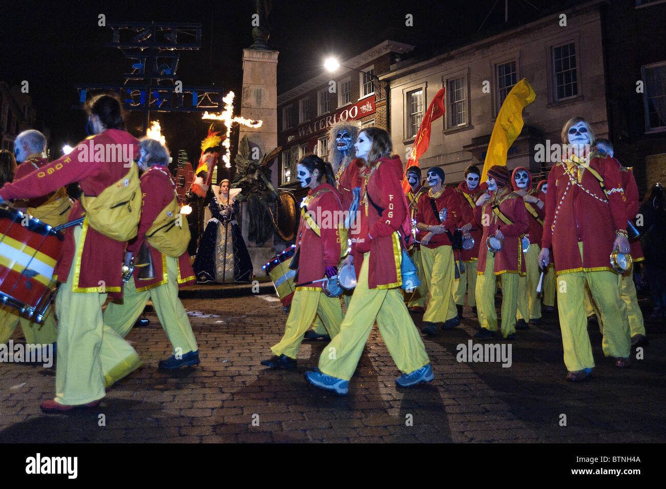 Torchlit processions through Lewes, 5th November 2010. Bonfire night ...