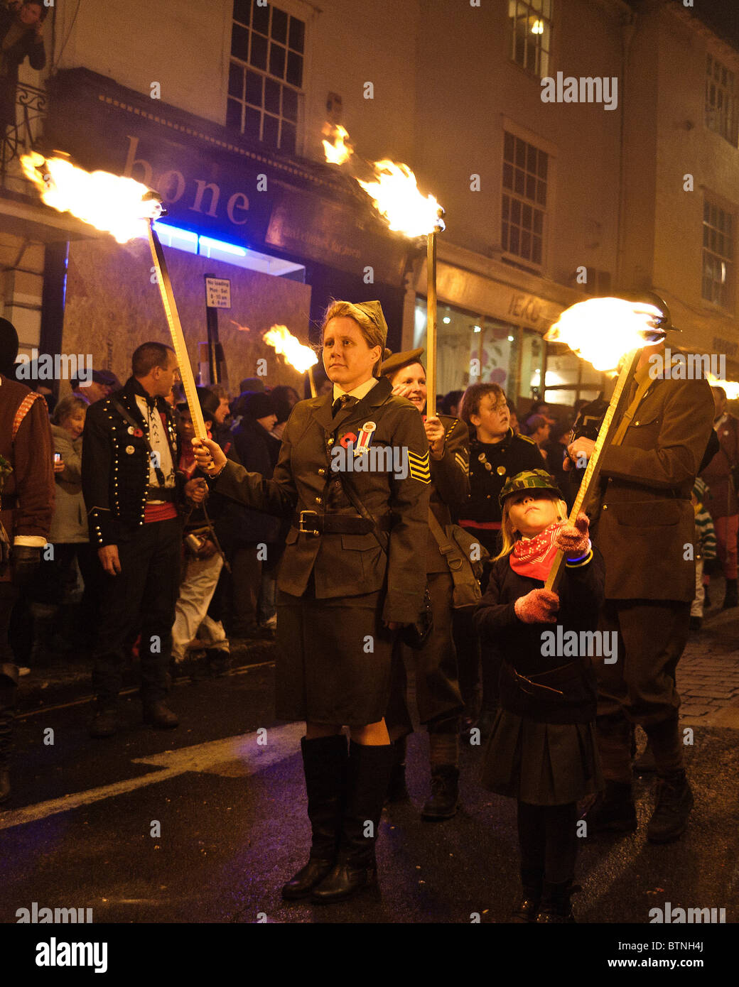 Torchlit processions through Lewes, 5th November 2010. Bonfire night ...
