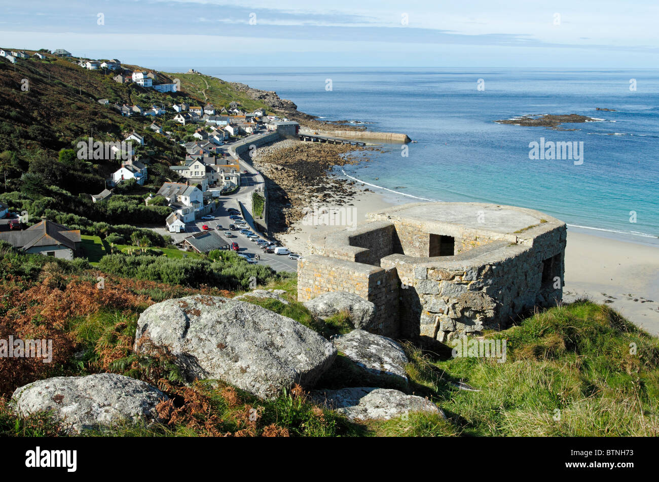 World war II Pillbox above Sennen Cove, Cornwall UK Stock Photo - Alamy
