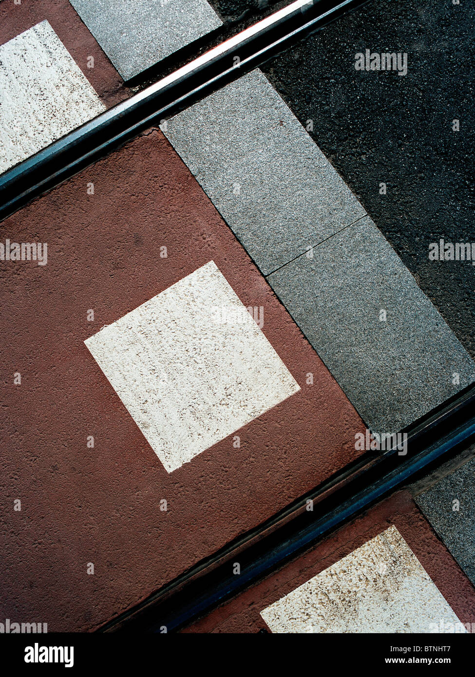 tram crosswalk with rails Stock Photo - Alamy