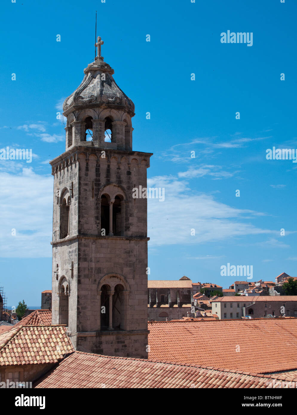 Church tower and rooftops of Dubrovnik Stock Photo - Alamy