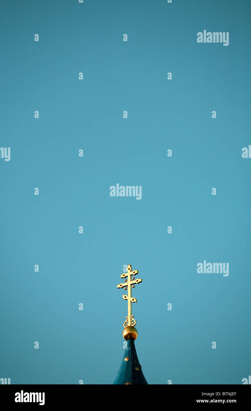 A Russian Orthodox cross on a Russian Orthodox church, Brest, Belarus ...