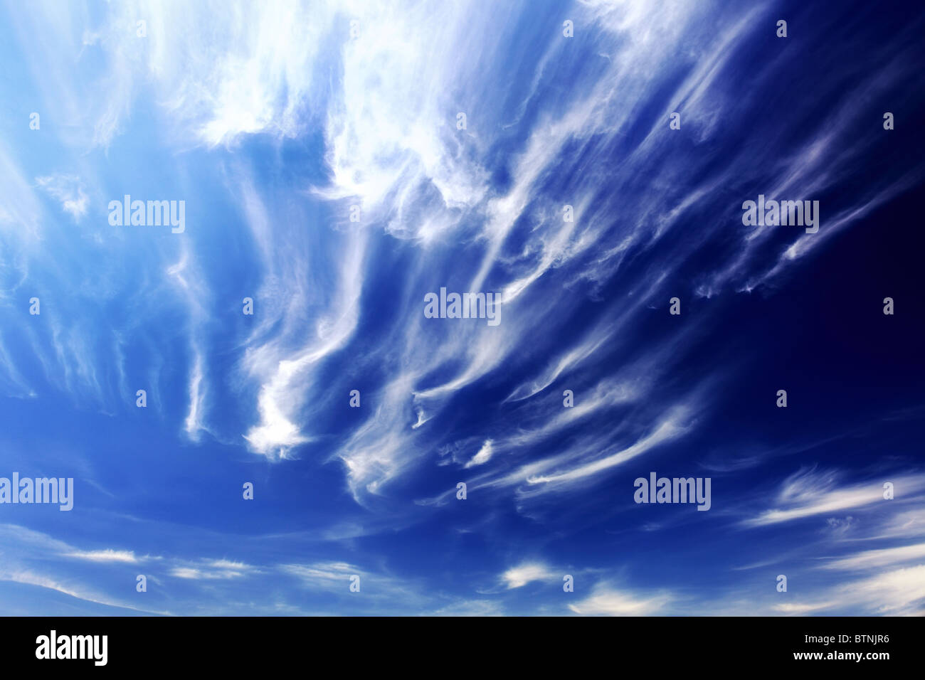 blue sky with interesting forms of clouds Stock Photo - Alamy