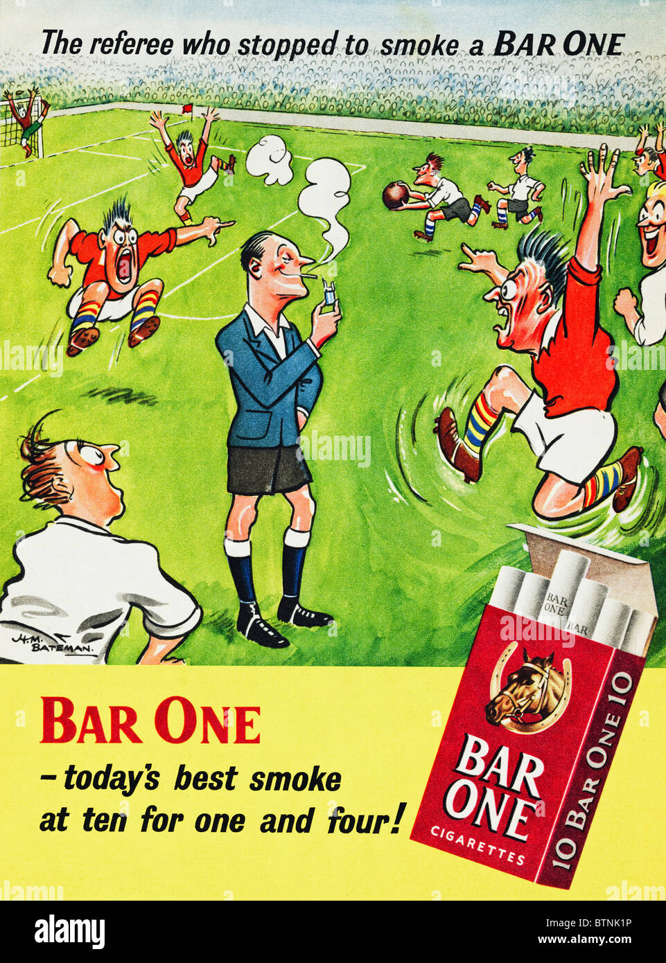 Advert in English magazine circa 1952 for Bar One cigarettes Stock ...