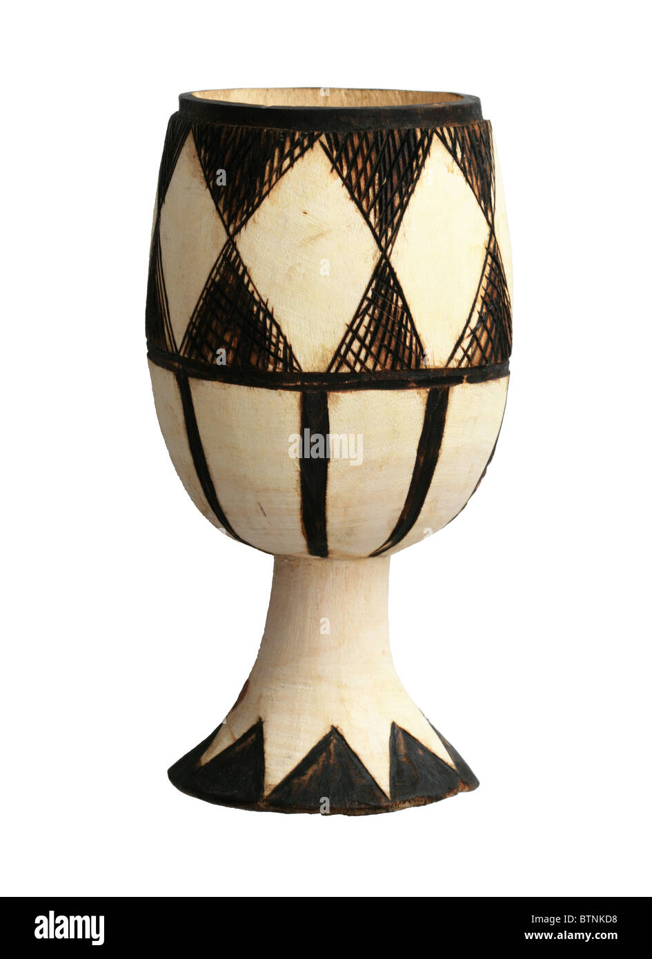 African wooden cup with burned on design Stock Photo - Alamy
