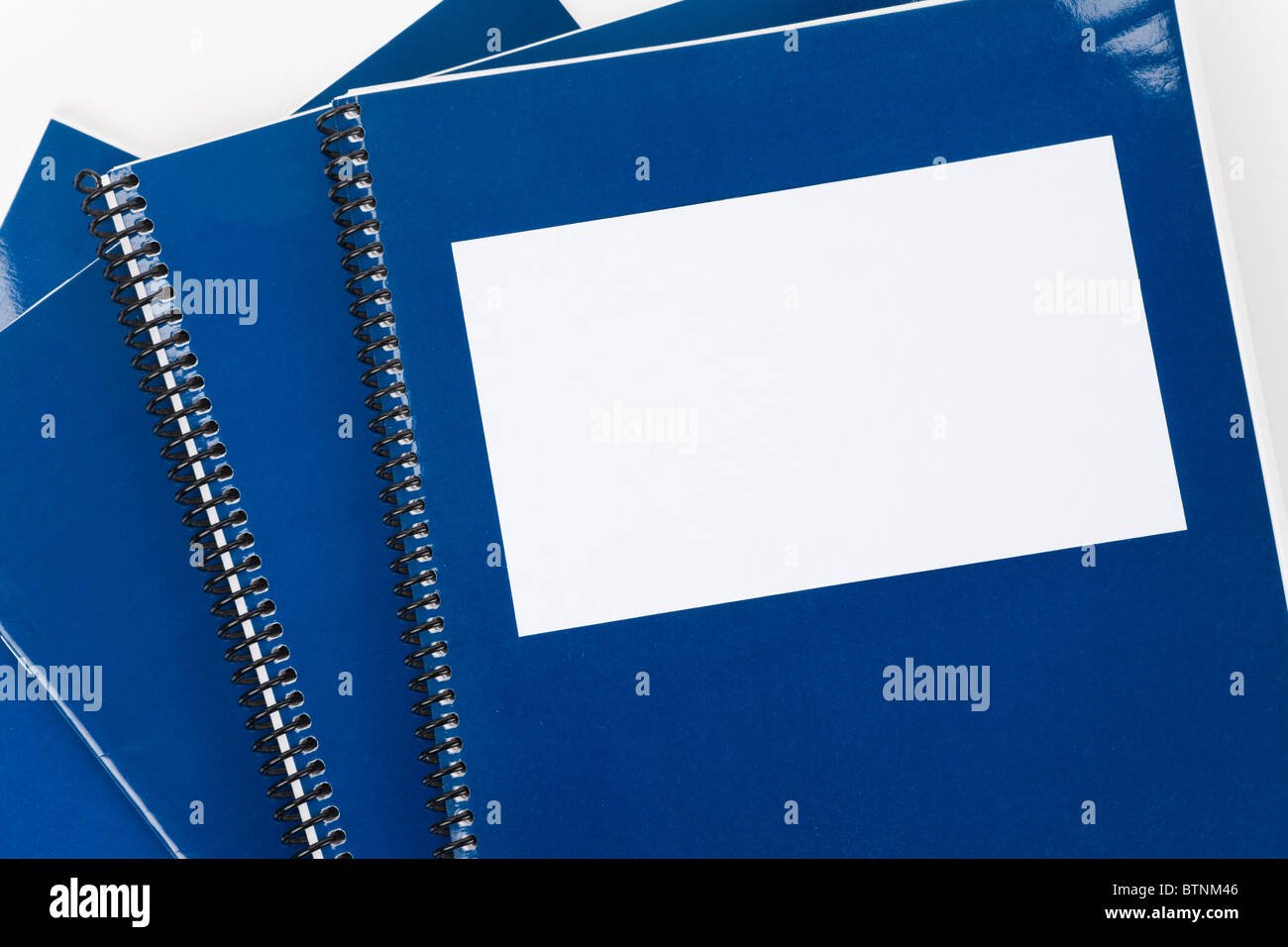 Blue school textbook, notebook or manual with white background Stock ...