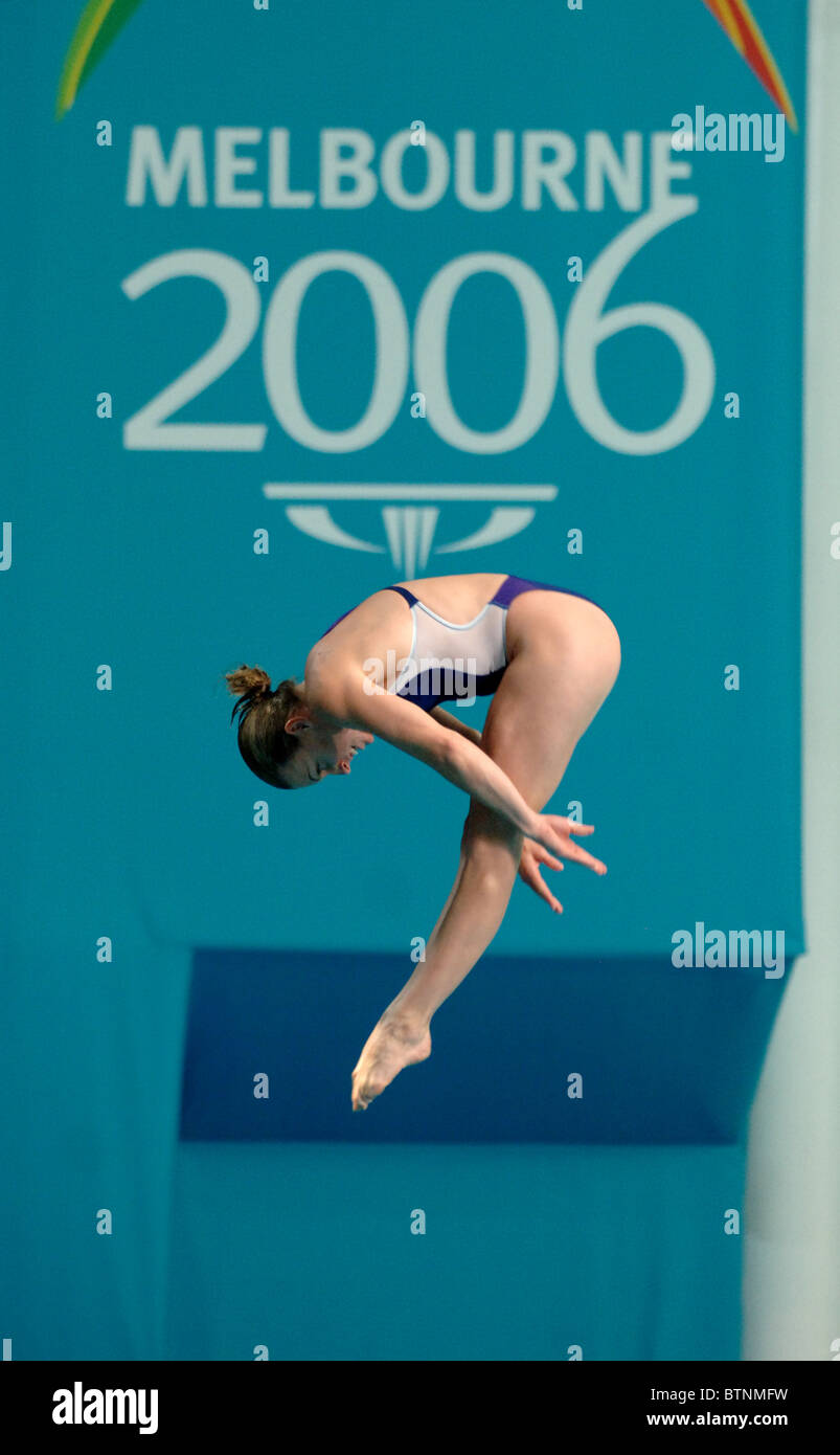 Female diver diving at the Commonwealth Games Melbourne Australia Stock ...