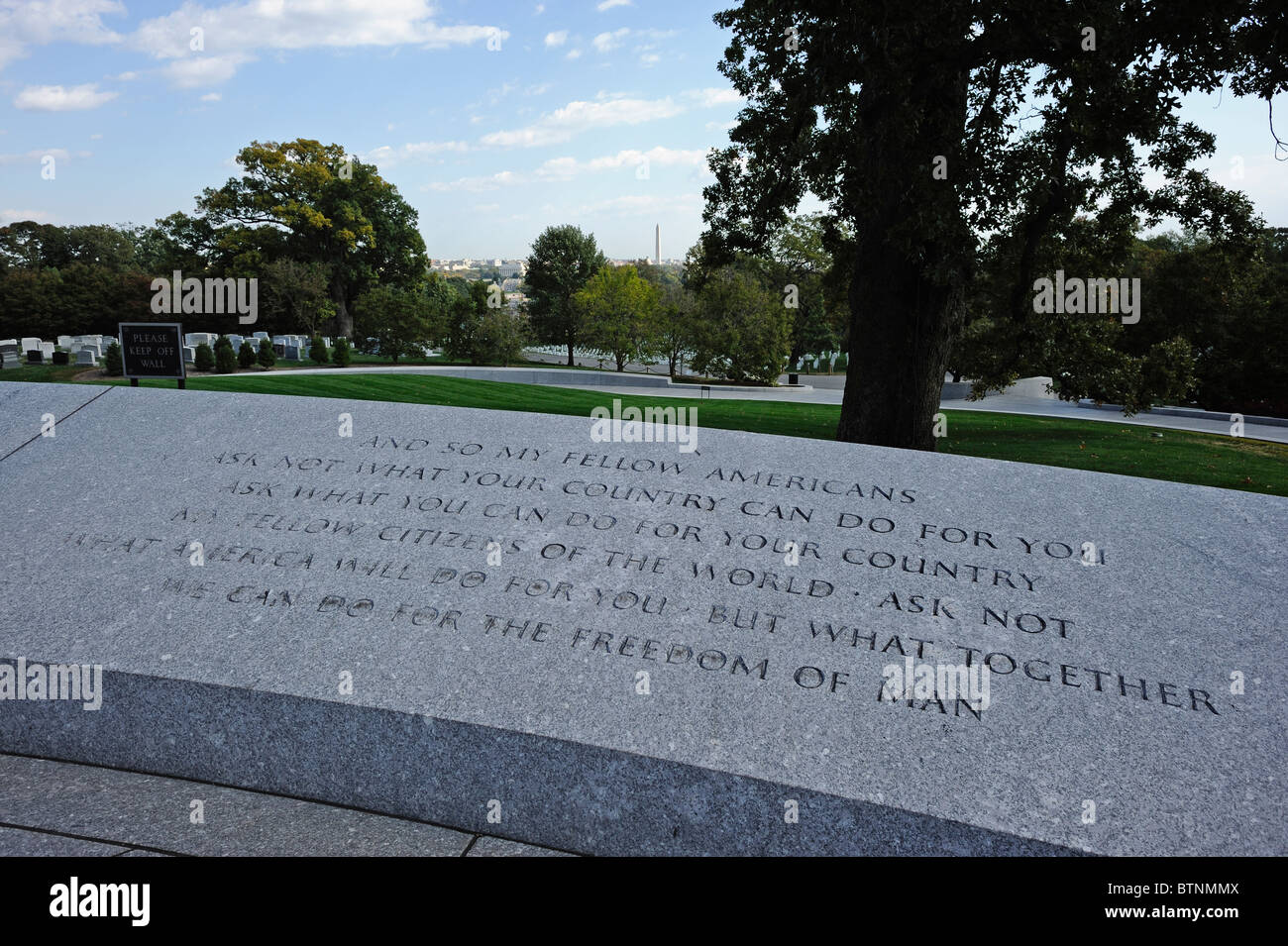 Inscription at Kennedy Memorial in Arlington National Cemetery Virginia ...