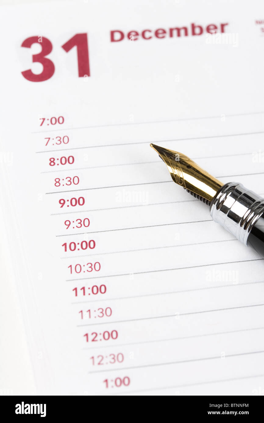 Calendar agenda, schedule, close up shot for background Stock Photo - Alamy