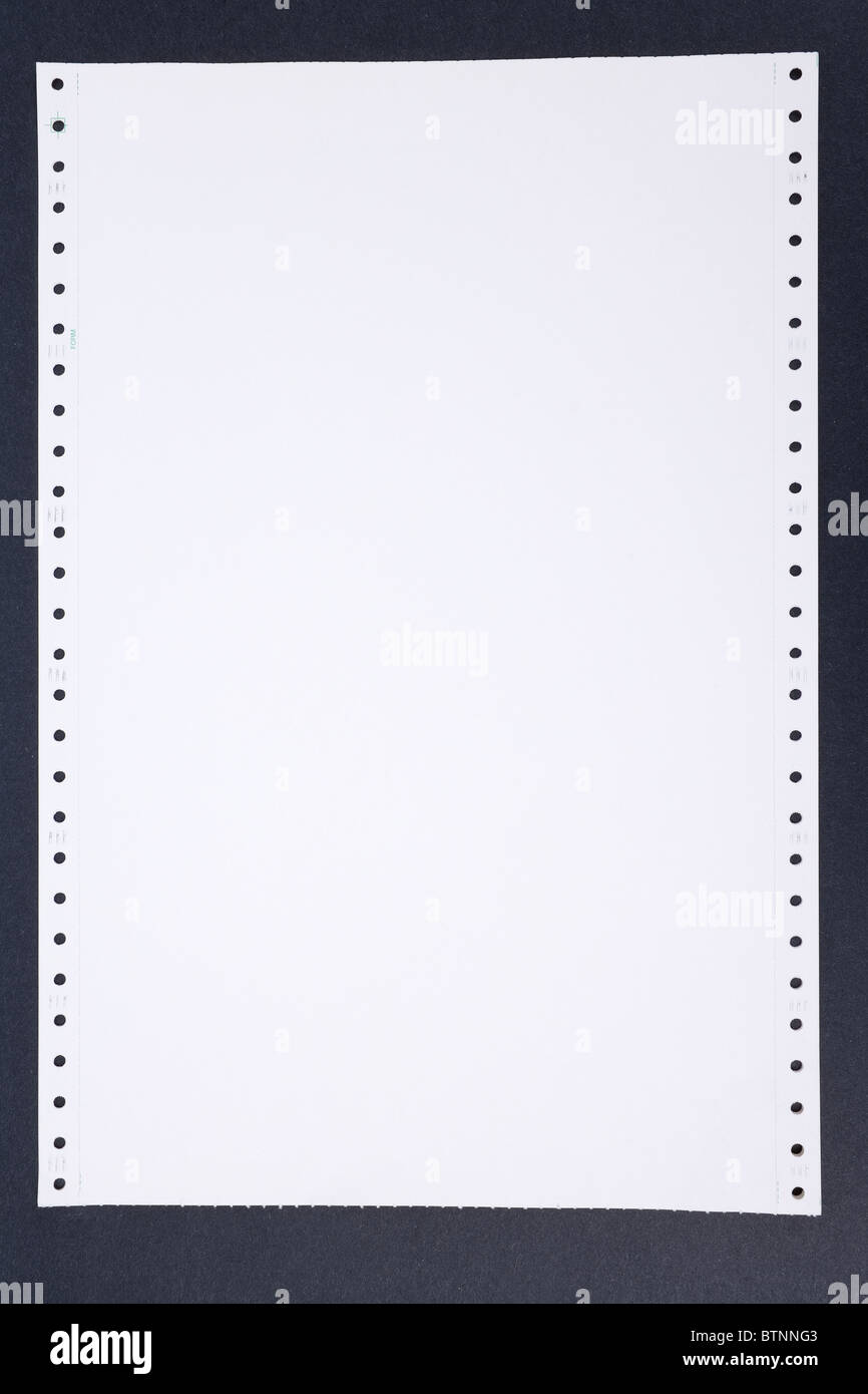 Perforated Computer Paper for background Stock Photo - Alamy