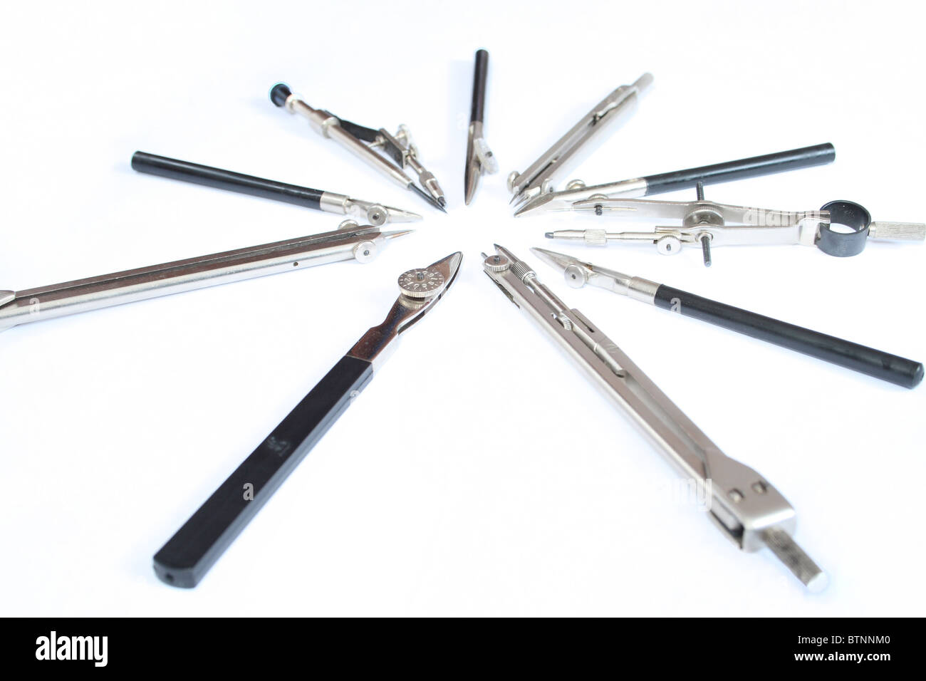 tools for drawing on a circle isolated on a white Stock Photo - Alamy