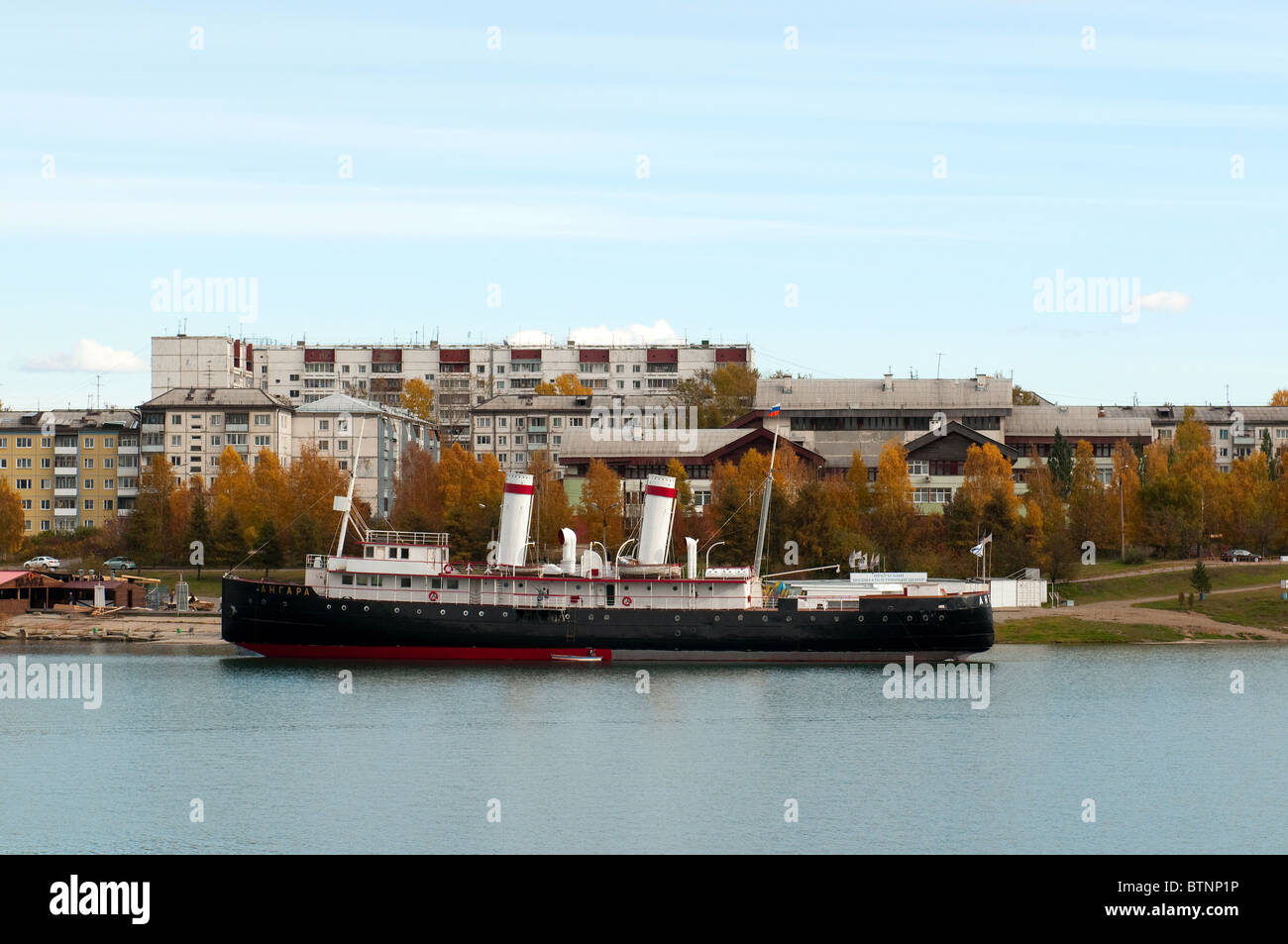 Old icebreaker-museum Angara in Irkutsk - main city of Lake Baikal ...