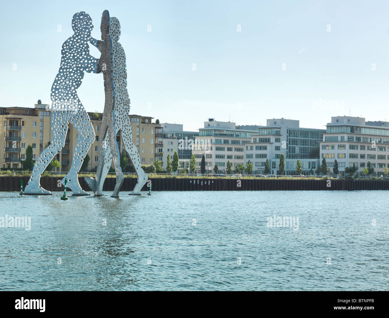Berlin Treptow, former East-Berlin port 'Osthafen' with sculpture ...