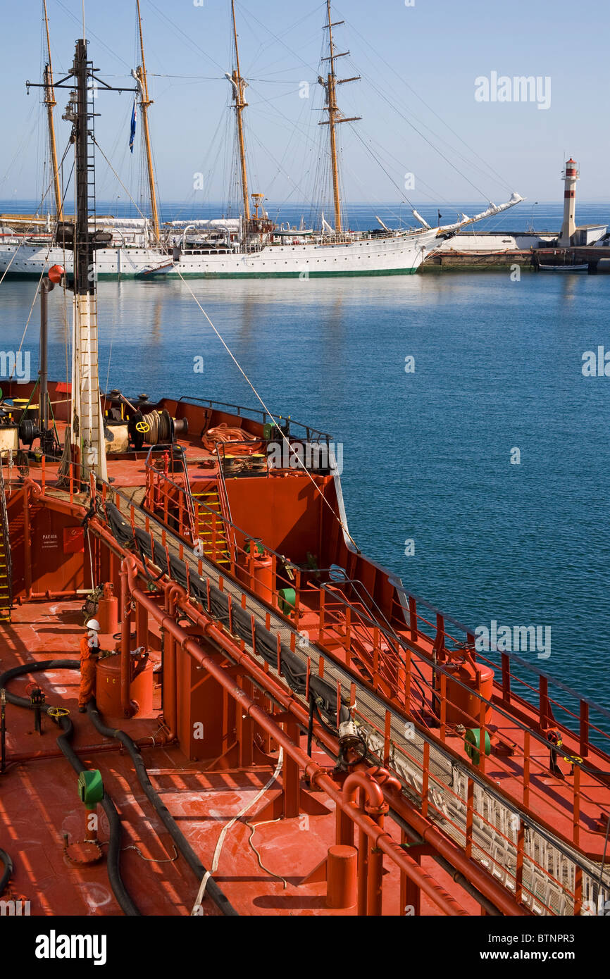Refueling cruise ship in Valparaiso Port, Chile, South America Stock ...