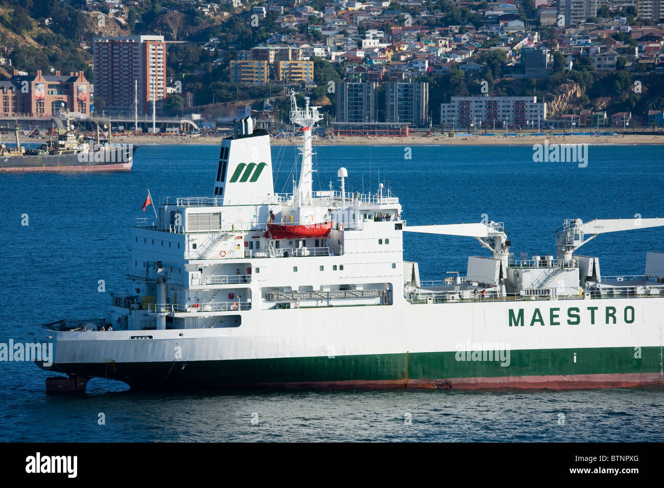 "Ice Ranger" cargo ship at anchor in Valparaiso, Chile, South America ...