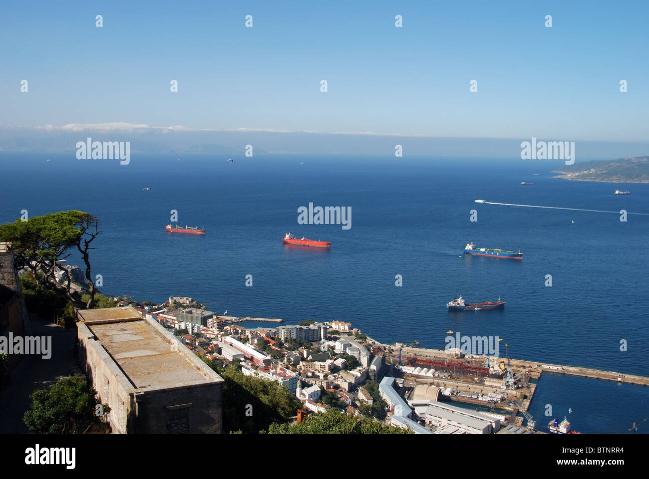 View across the Straits of Gibraltar with the African coastline to the ...