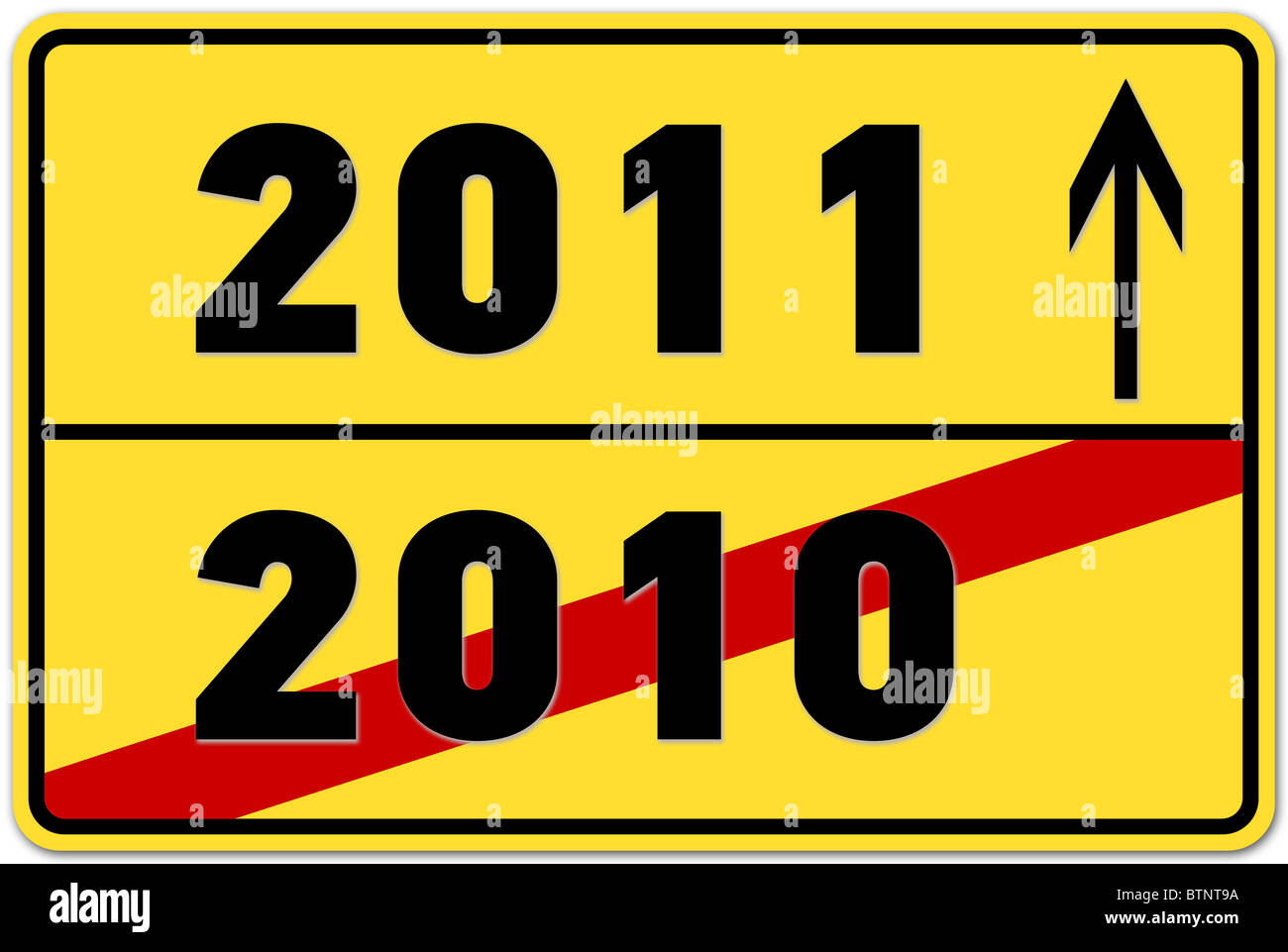 German city limit sign as symbol for the ending of 2010 and the year ...