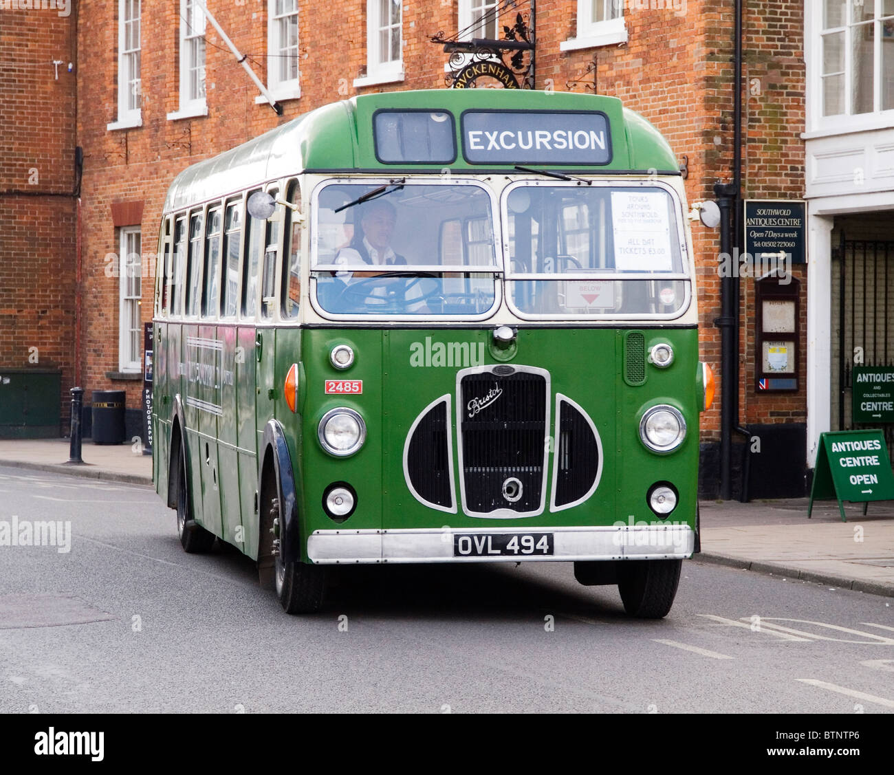 Restored bus OVL 494 operating in Southwold Stock Photo - Alamy
