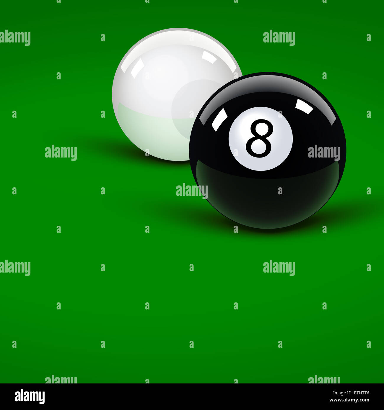Glossy pool balls on the green velvet Stock Photo - Alamy