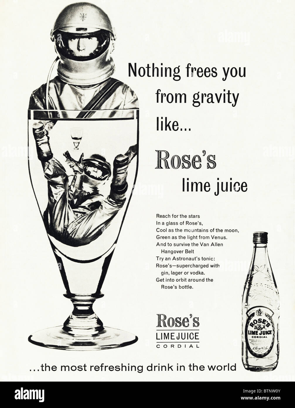 Advert in English magazine circa 1963 for Rose's Lime juice cordial ...