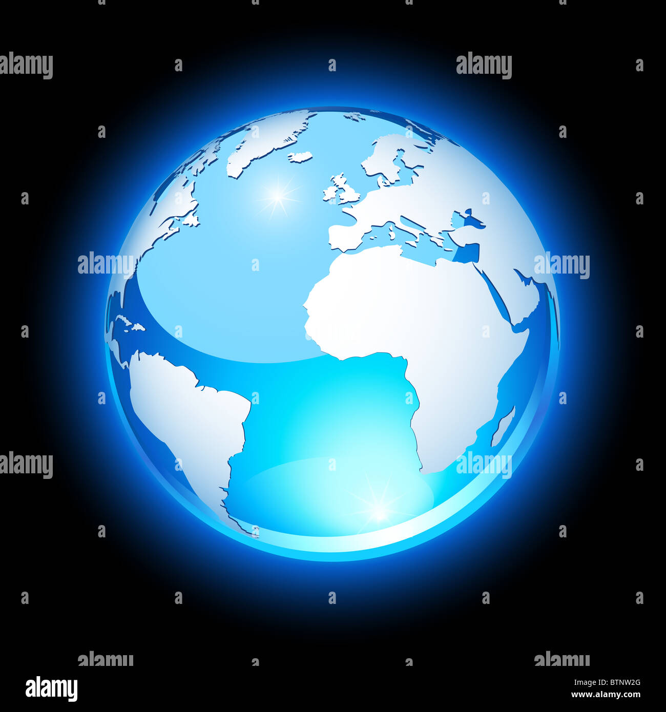 Blue crystal earth, showing Europe and Africa Stock Photo - Alamy