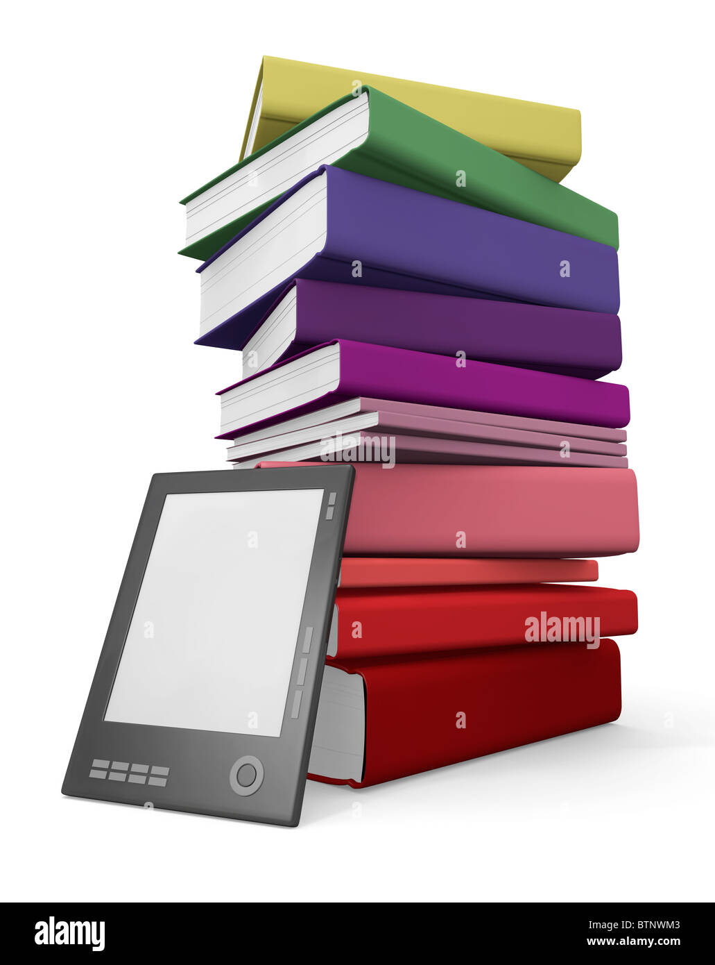 Digital and paper library, 3D rendered illustration Stock Photo - Alamy