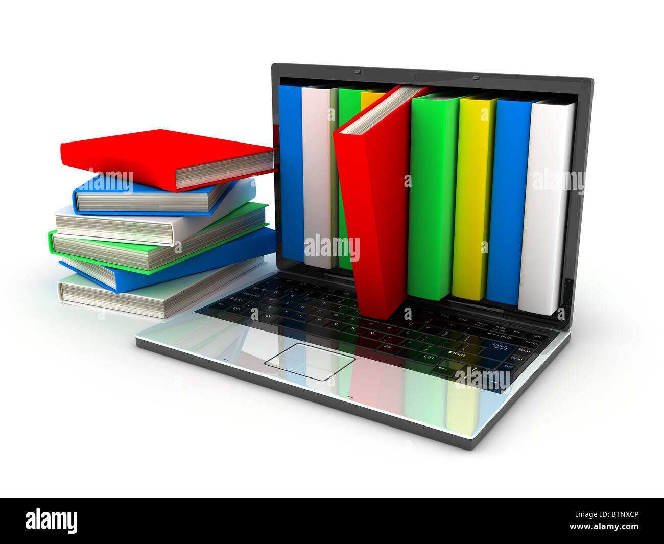 books and computer (done in 3d, isolated Stock Photo - Alamy
