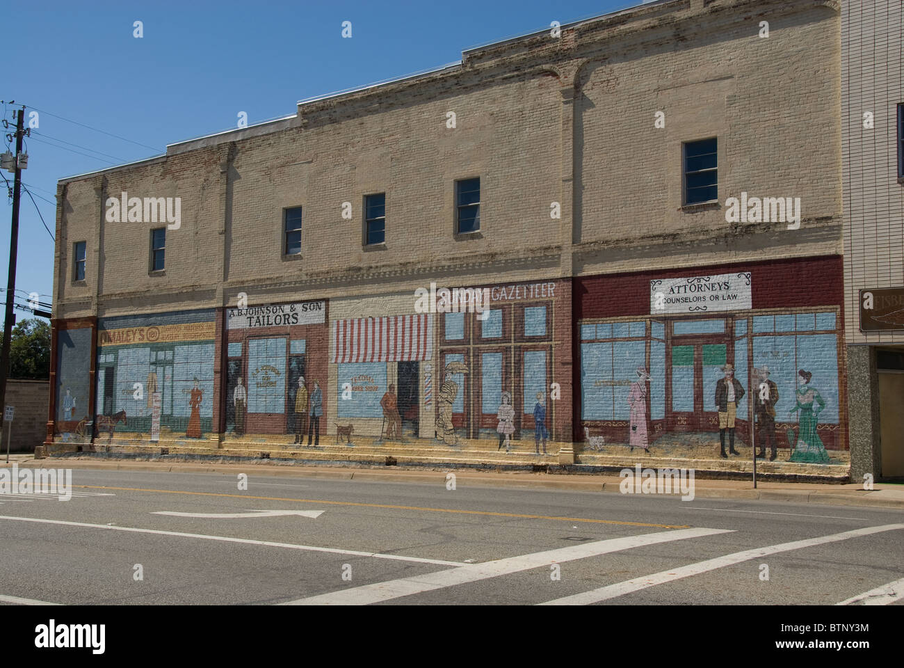 Painted Art work on the side of building's in historic downtown Denison ...