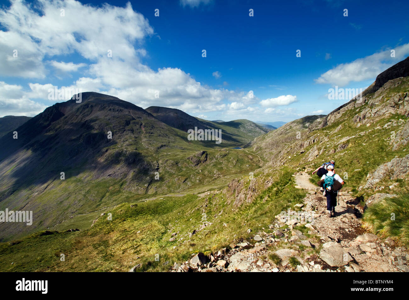 Hill Walkers Descend The "Corridor Route" Footpath From "Scafell Pike ...