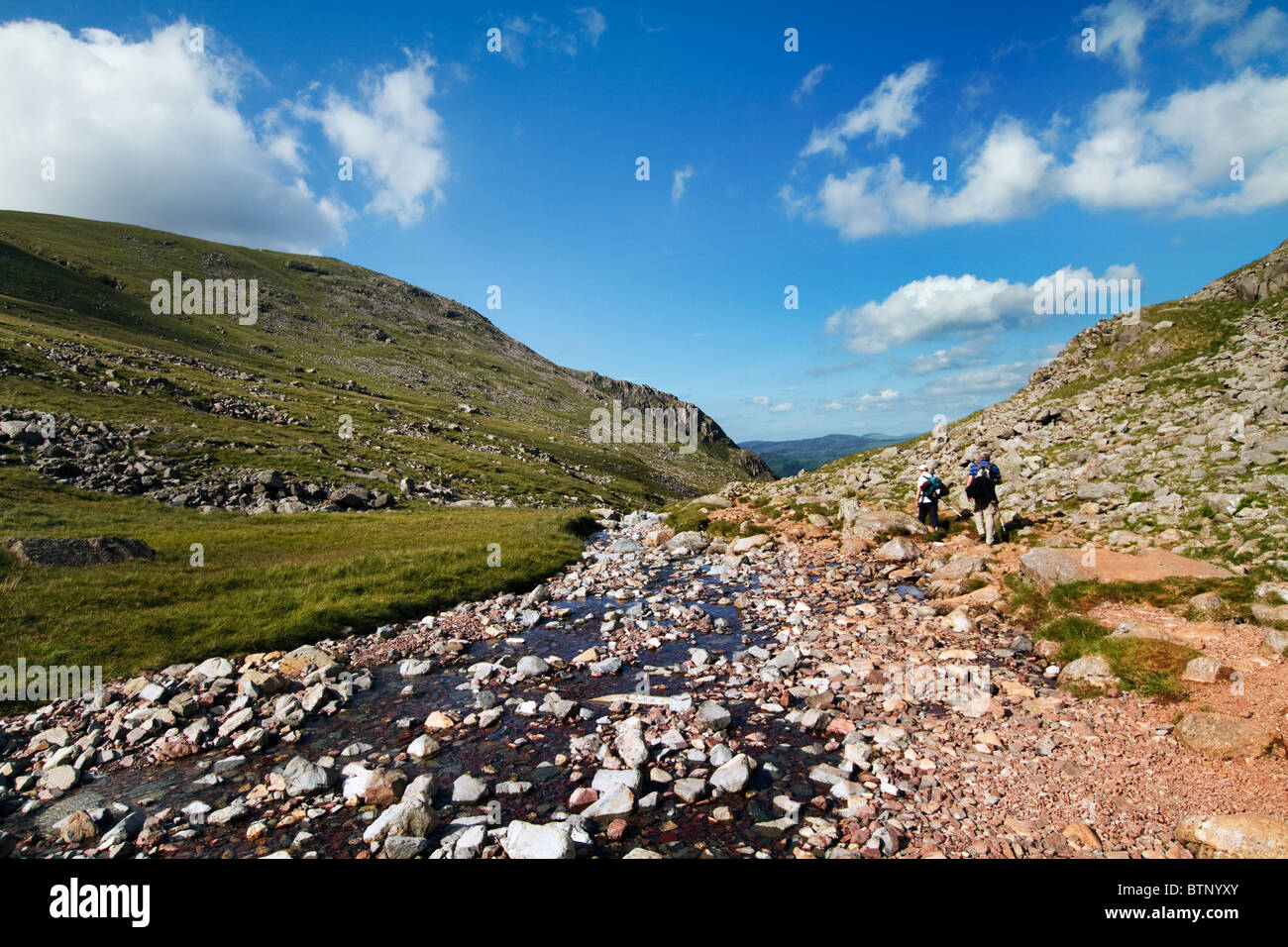 Seathwaite Pass Walkers On The Footpath To "Great Gable" And "Scafell ...