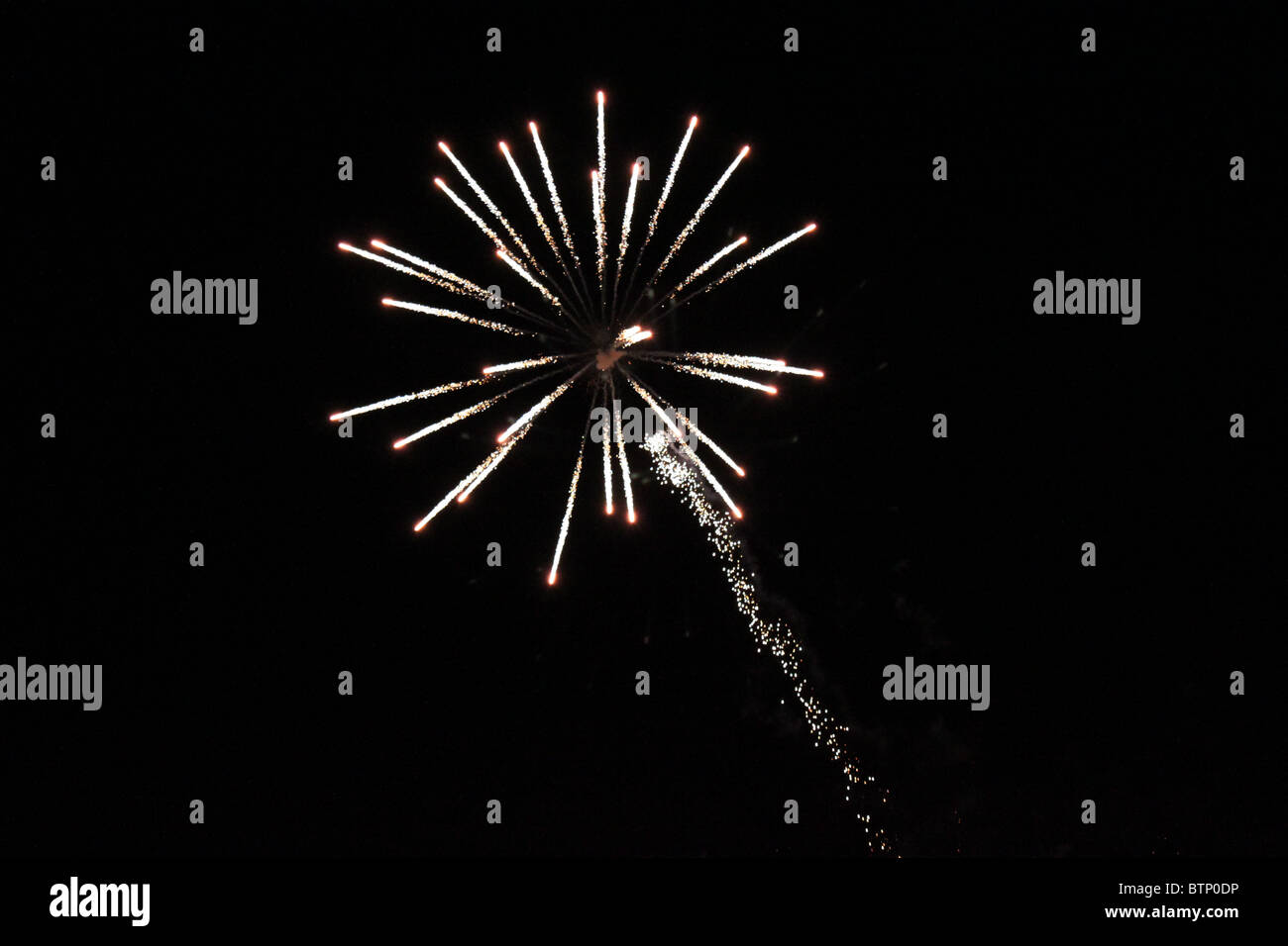 White firework with trail Stock Photo - Alamy