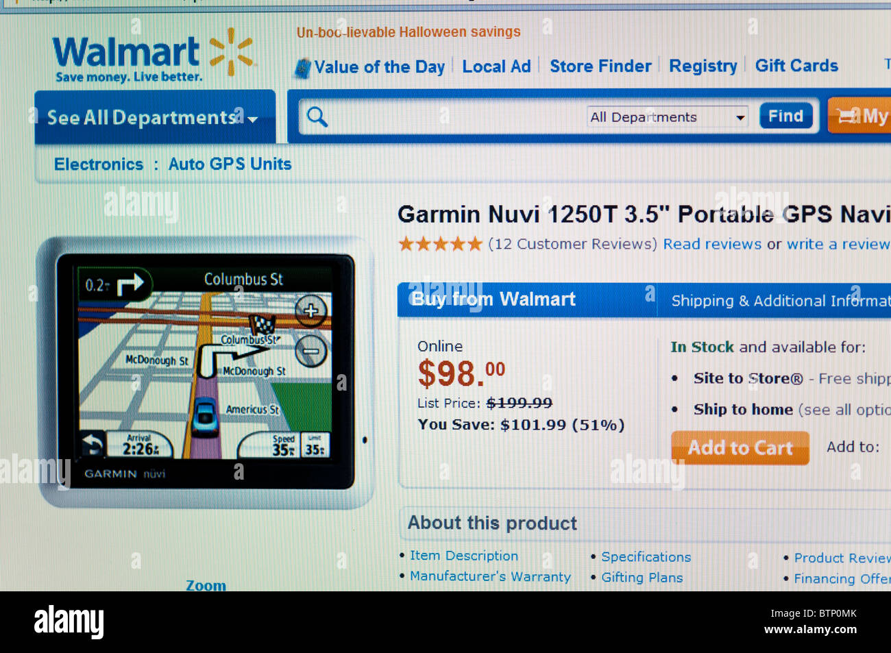 GPS, Walmart Store website online Stock Photo - Alamy