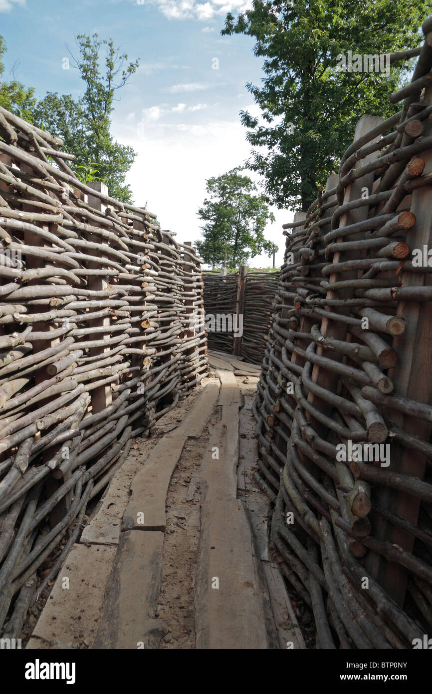 Inside a re-constructed German World War One trench in an area called ...