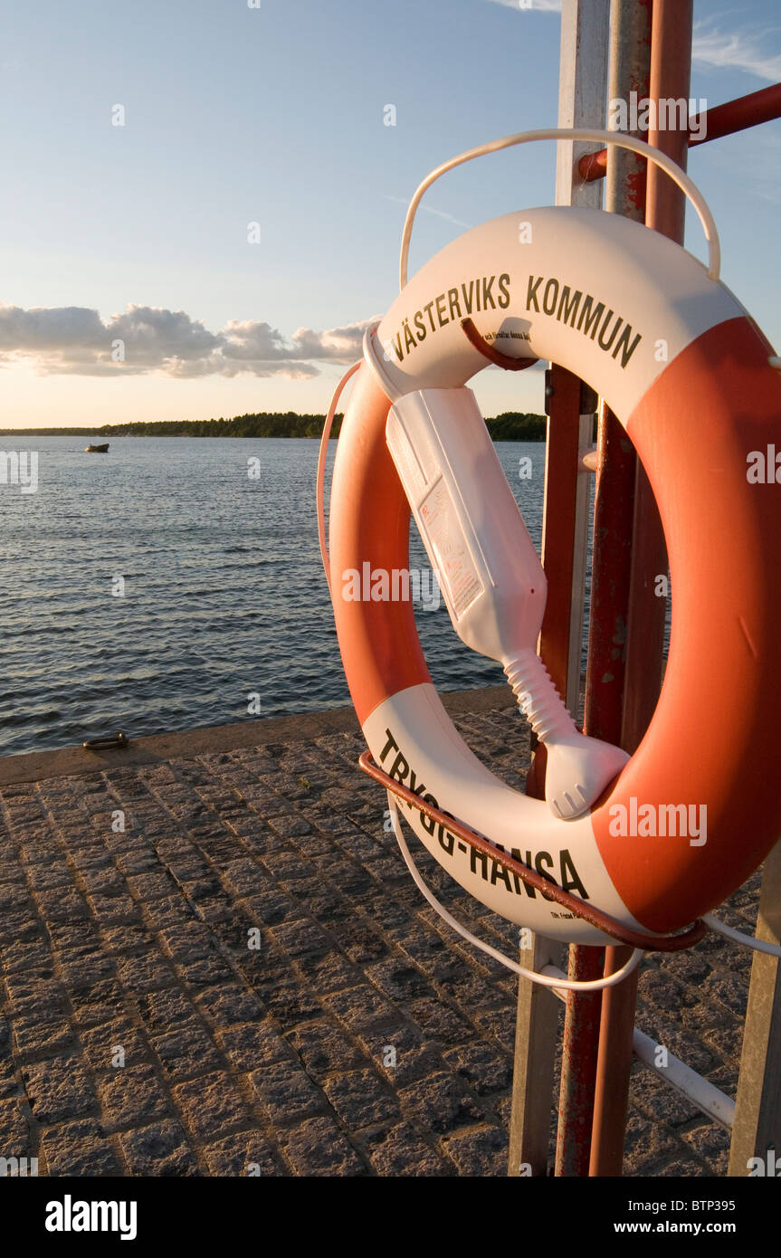 vastervik harbour sweden south east lifebelt life belt belts ring rings ...