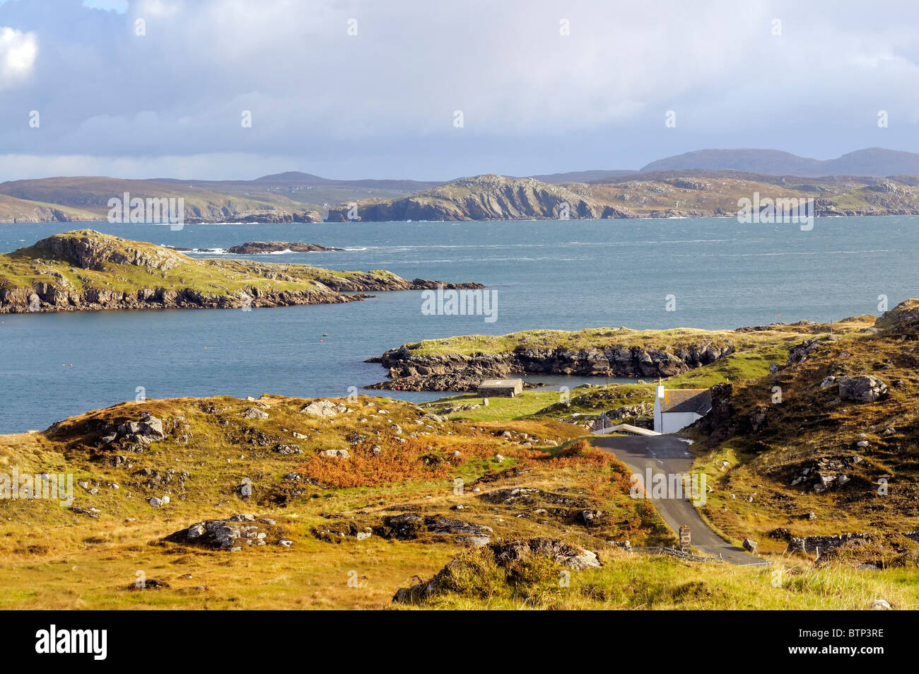 View over Bosta, Little Bernera and East Loch Roag on the Isle of Lewis ...